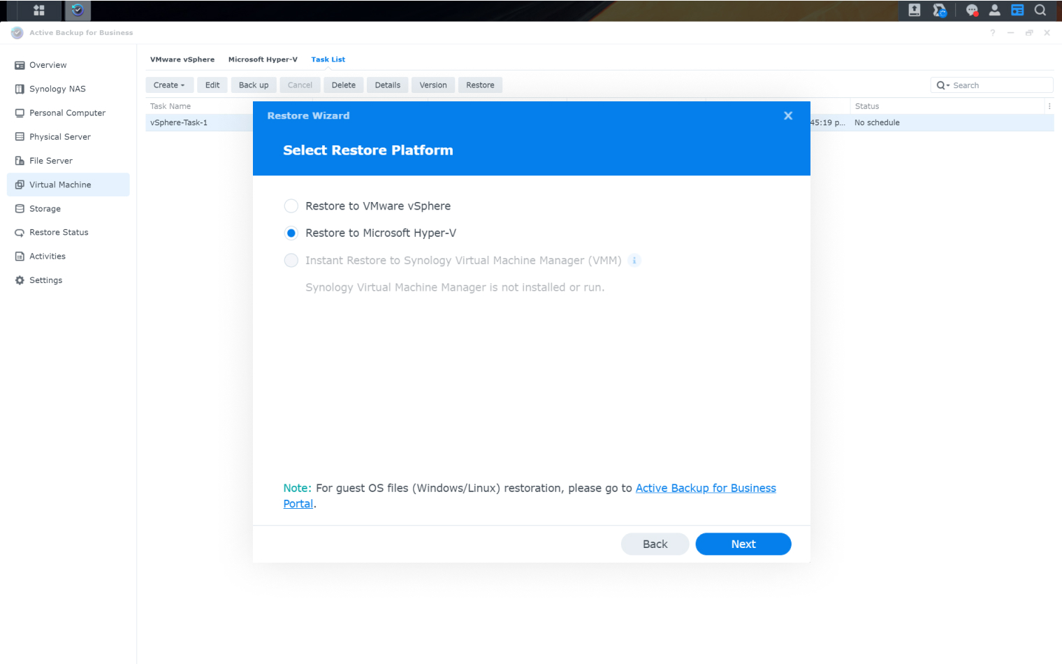 Vm Backup Solution For Vmware And Hyper V Synology Inc