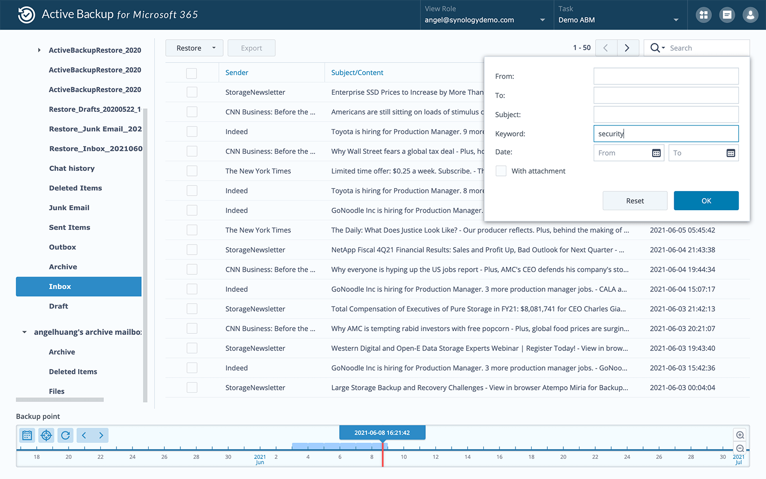 Active Backup for Microsoft 365 (Office 365) | Synology Inc.